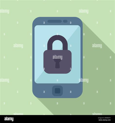 Lock Secured Phone Icon Flat Vector Id Process Multifactor Credential