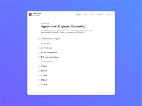 Hypercontext Employee Onboarding Template 9 Topics And Ideas Spinach