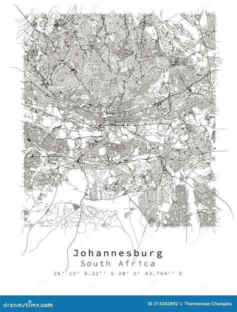 Streets Of Johannesburg City Map South Africa Cartoon Vector