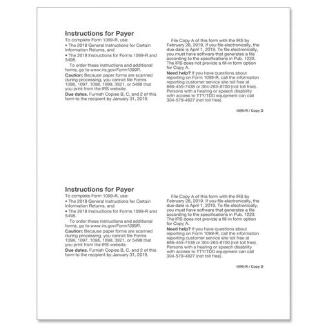 TFP 1099 R Payer Copy D And Or State City Or Local Pack Of 100