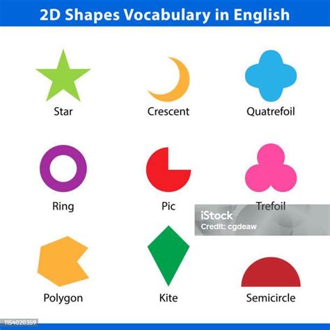 2 차원 도형 어휘 영어 단어와 영어로 그들의 이름 클립 아트 컬렉션 아이 학습 다채로운 기하학적 모양 유치원 아 이들의 플래시 카드 입원에 대 한 간단한 기호 기하학적