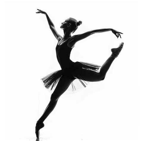 Ballet Dancer Silhouette On White Dance Graceful Performance Premium Ai Generated Image