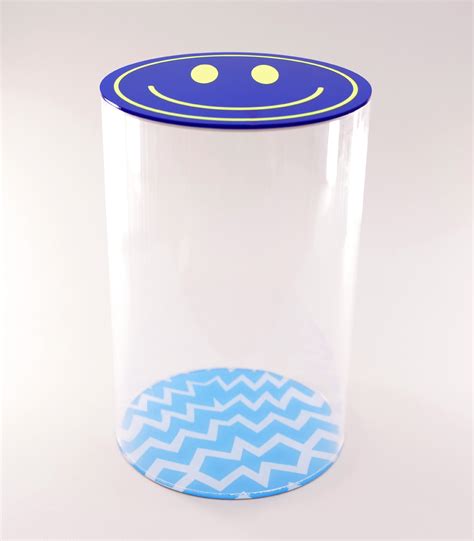 Round Plexiglass Trash Bin