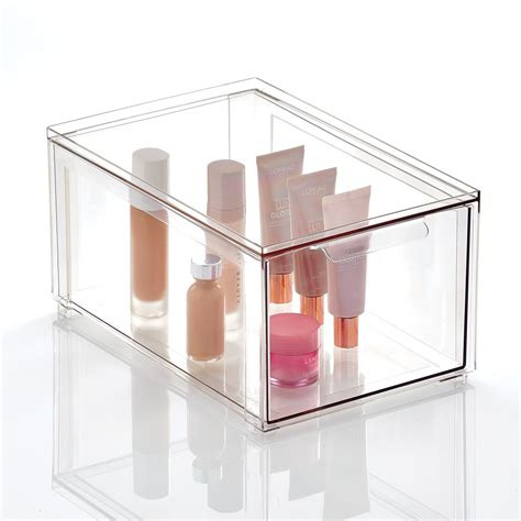 Mdesign Plastic Stackable Bathroom Cosmetic Storage Organizer With