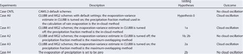 Summary Of The Numerical Experiments With Single Column Model Download Table