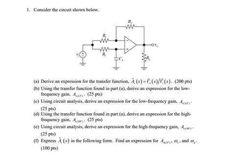 Consider The Circuit Shown Below A Derive An Expression For The