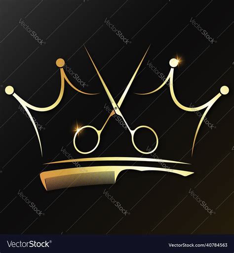 Gold Crown Scissors Beauty Symbol Vector Image On Vectorstock Gold