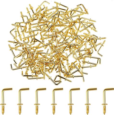 Jeffdad 150pcs Hanging Small Screw Hooks 12” L Shaped Copper Plated Right Angle