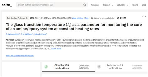 Citation Report The Glass Transition Temperature T G As A