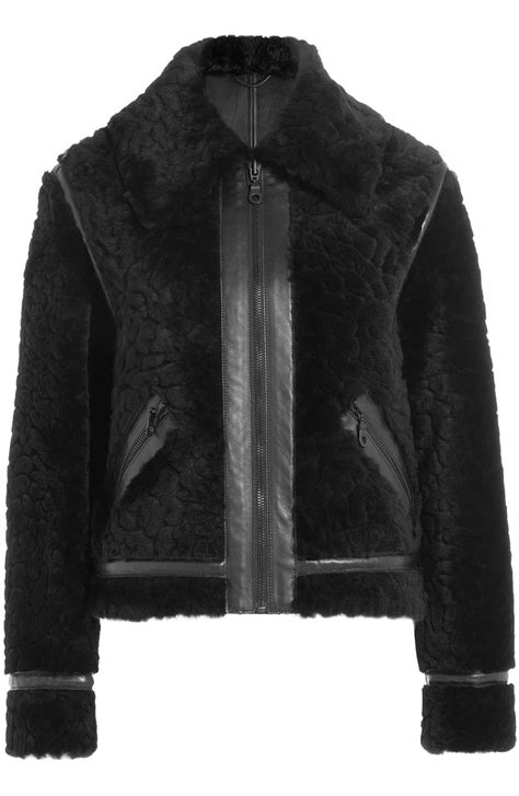 Shearling Jacket With Leather Detail 0 Ssense Shearling Jacket