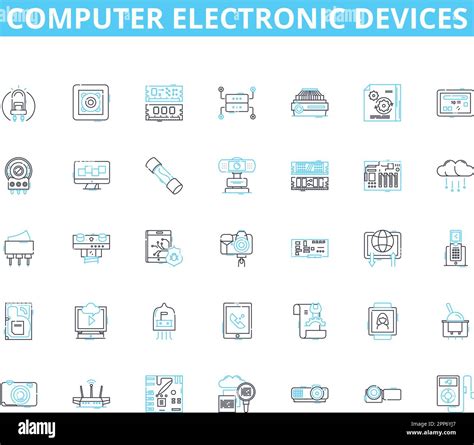 Computer Electronic Devices Linear Icons Set Laptop Desktop Tablet Smartph Server Router