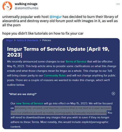library of alexandria 2023 imgur nsfw ban old content purge know your meme