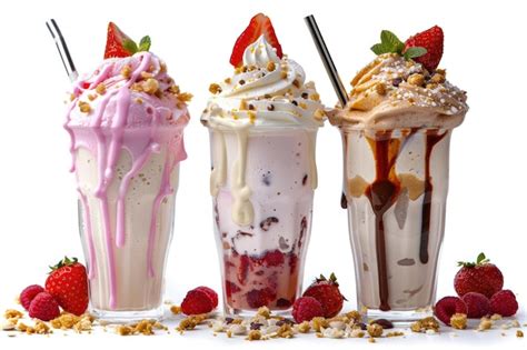 Delicious Milkshakes On White Background Premium Ai Generated Image
