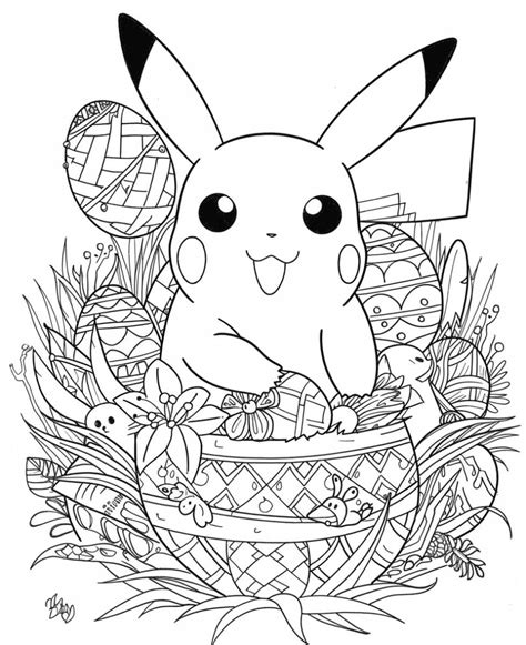 Pikachu As The Easter Bunny Coloring Page Pikachu Coloring Page Coloring Pages Bunny