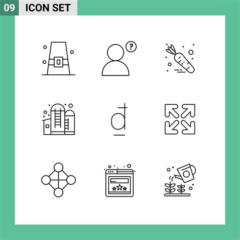User Interface Pack Of 9 Basic Outlines Of Vietnamese Currency Food Dong Grain Editable Vector