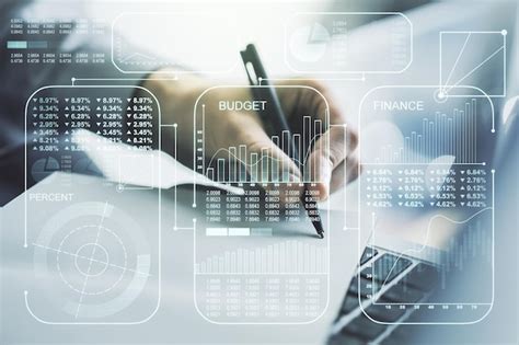 premium photo abstract creative analytics data spreadsheet with hand