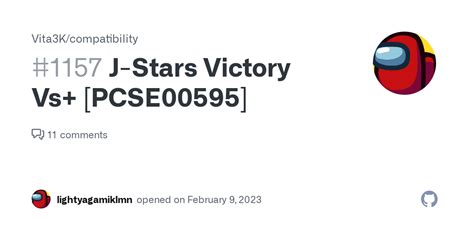 J Stars Victory Vs Pcse00595 · Issue 1157 · Vita3kcompatibility · Github