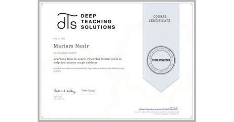 Mariam Nasir On Linkedin Completion Certificate For Learning How To Learn Powerful Mental