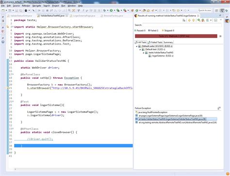 selenium webdriver page object in testng error java lang
