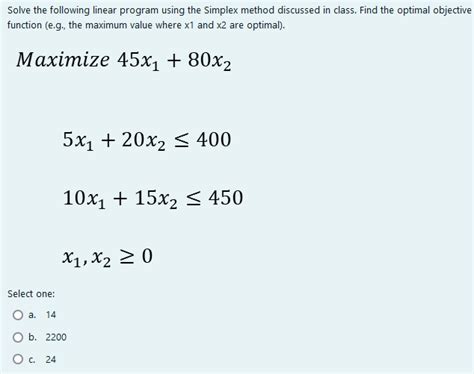 solved solve the following linear program using the simplex