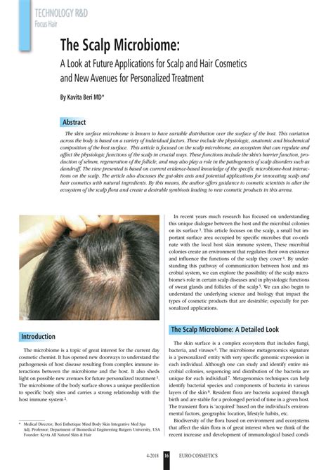 PDF TECHNOLOGY R D The Scalp Microbiome A Look At Future Applications For Scalp And Hair