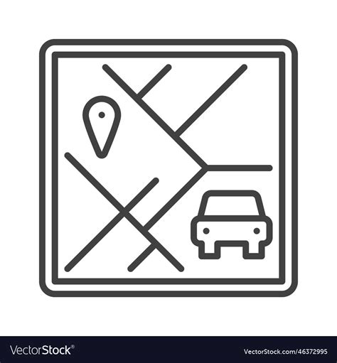 Car Sharing Map App Concept Line Icon Or Symbol Vector Image