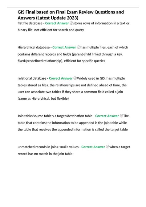 Summary GIS Final Based On Final Exam Review Questions And Answers Latest Update GIS