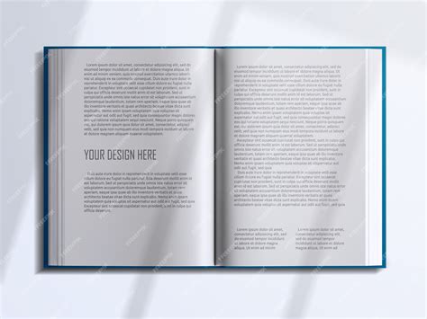 그림자 오버레이 모형이있는 현실적인 평면도 열린 책 페이지 프리미엄 Psd 파일