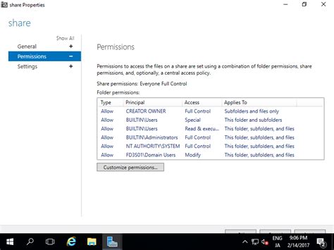 Windows Server File Server Access Permission Server World