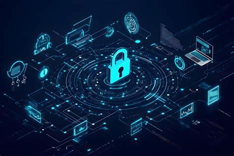 A Blue Background With A Padlock And A Blue Padlock Premium Ai Generated Image