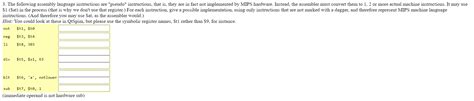 solved 3 the following assembly language instructions are