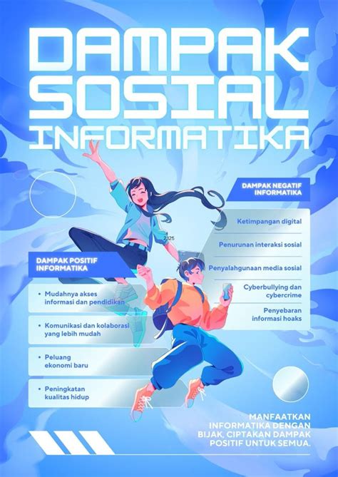 Poster Infografis Dampak Sosial Informatika Ilustratif Template Canva หนังสือ กราฟิกดีไซน์