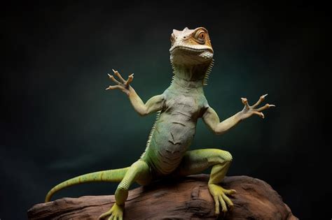 Premium Photo Dynamic Lizard Pose Fun Generate Ai