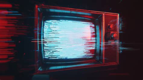 No Signal Screen With White Noise Texture Glitch Patterns And Horizontal Offset Stock