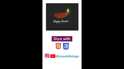 Happy Diwali Diya Animation With Html Css Diwali Html Css Youtube
