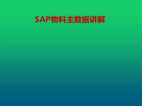 Sap物料主数据详解 Word文档在线阅读与下载 无忧文档