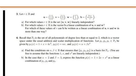 solved 3 letr r and a for which values r r is the set u