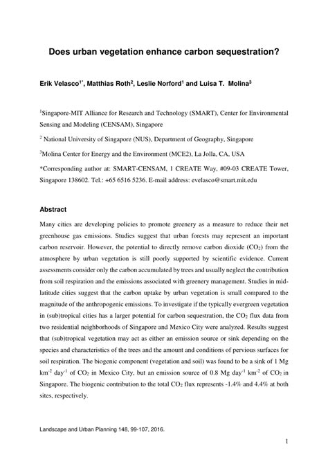 Pdf Does Urban Vegetation Enhance Carbon Sequestration