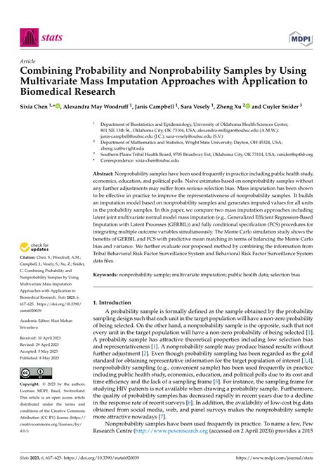 PDF Combining Probability And Nonprobability Samples By Using Multivariate Mass Imputation