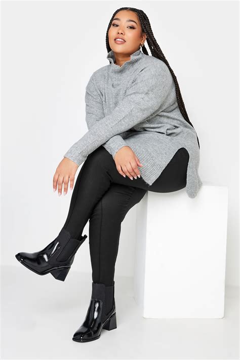 Yours Plus Size Black Bengaline Stirrup Leggings Yours Clothing