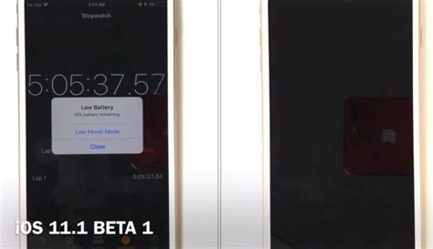 เปรียบเทียบแบตเตอรี่ ios 11 1 beta 1 กับ ios 11 0 1
