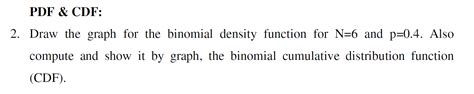 Solved PDF CDF Draw The Graph For The Binomial Density Chegg Com