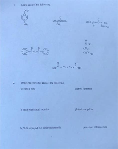 solved 1 name each of the following 2 draw structures for