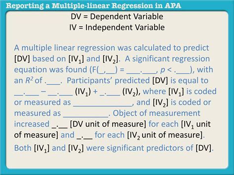Reporting A Multiple Linear Regression In Apa PPTX