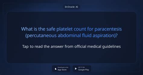 What Is The Safe Platelet Count For Paracentesis Percutaneous Abdominal Fluid Aspiration