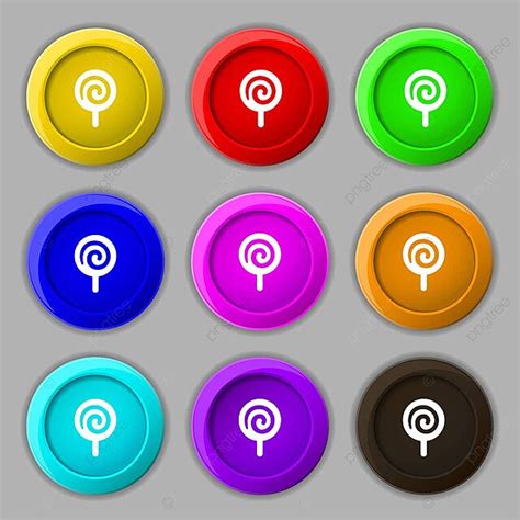 Nine Colorful Round Buttons Featuring Candy Icons And Symbols Photo Background And Picture For
