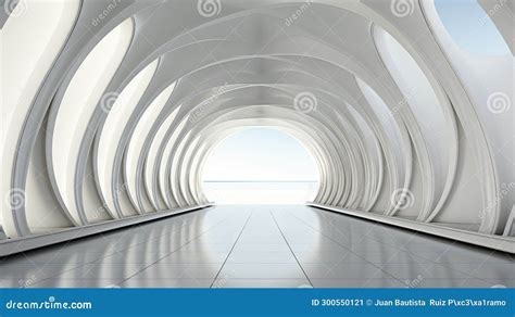 Futuristic White Curved Architecture With Ocean View Stock Image
