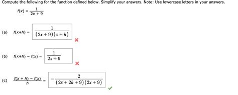 solved compute the following for the function defined below