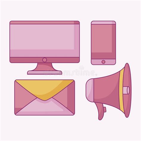 Smartphone With Monitor Computer And Set Icons Stock Illustration Illustration Of Media