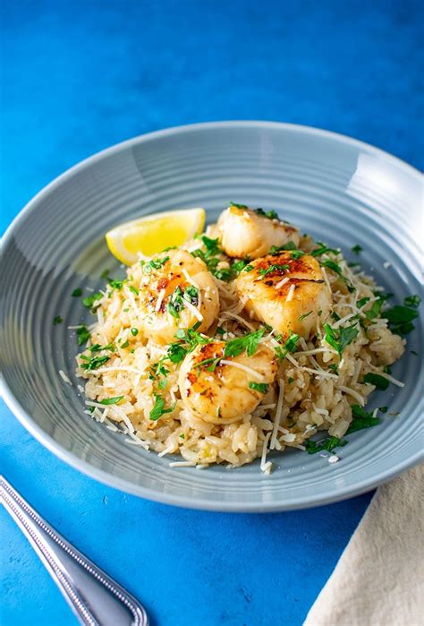 Lemon Butter Scallops Over Parmesan Risotto Recipe Kitchen Swagger